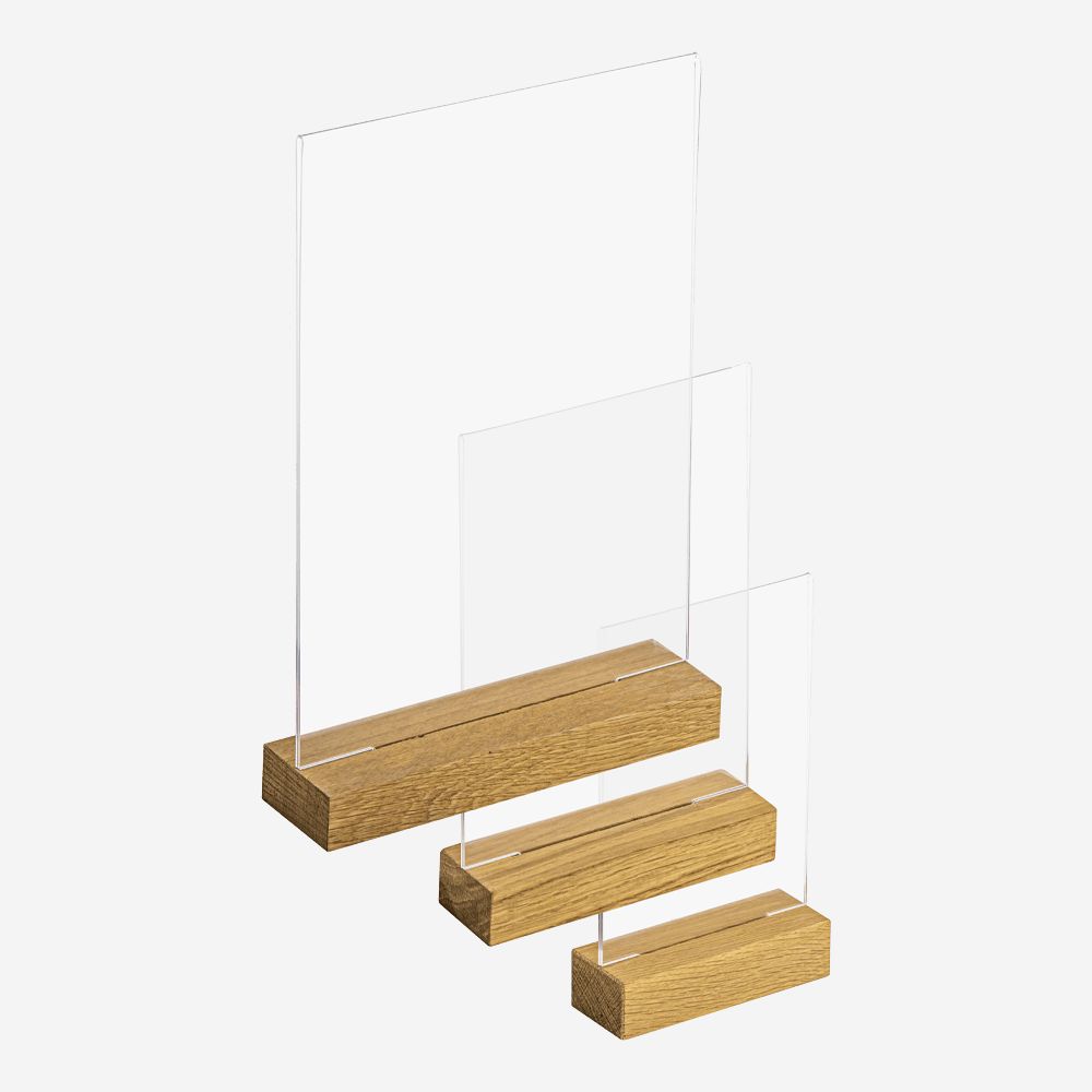 Pleksiglas stalak s drvenom bazom A4 - Cijena